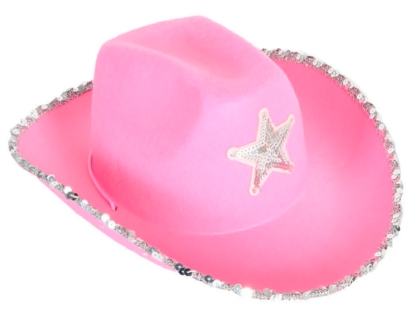 Cowboy Hat - Pale Pink with sequin rim & star – The Party Shack