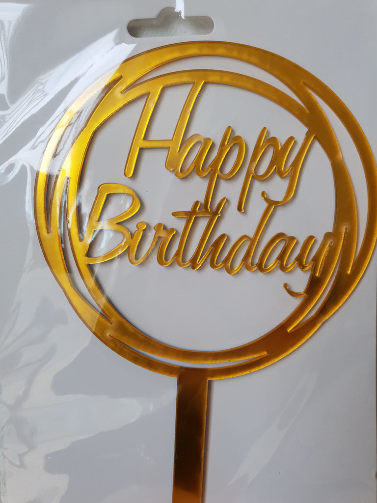 Happy Birthday Cake Topper Gold Circle – The Party Shack