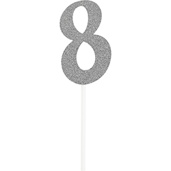 8 Silver Glitter Cake Topper – The Party Shack