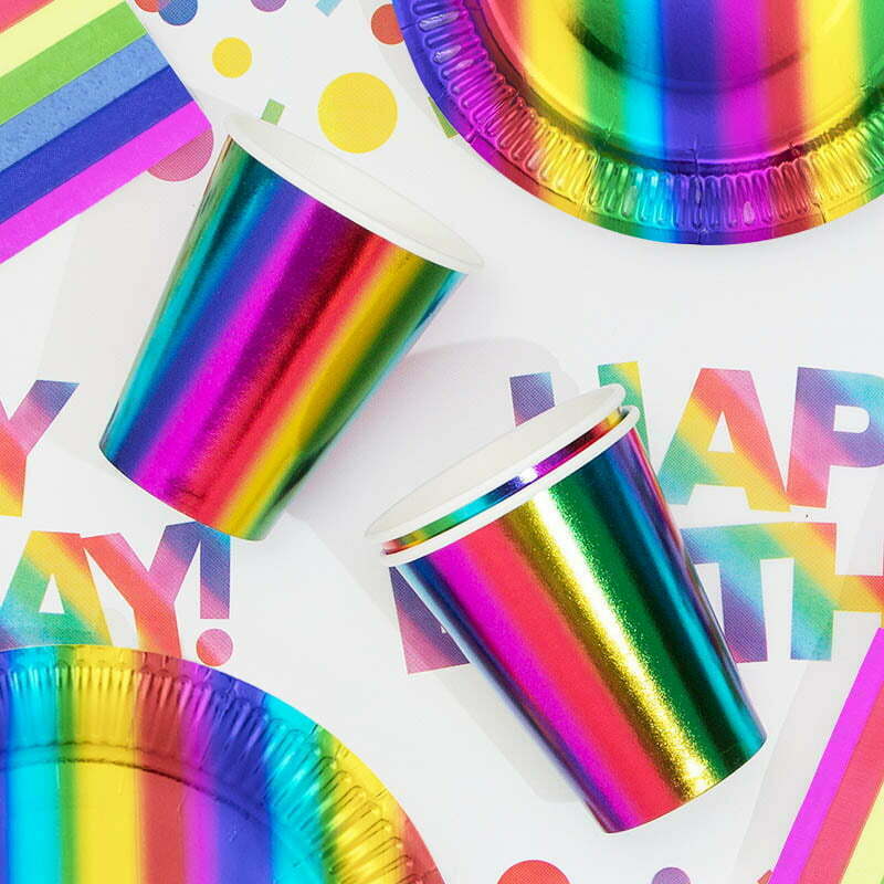 Rainbow party metallic paper cups – The Party Shack